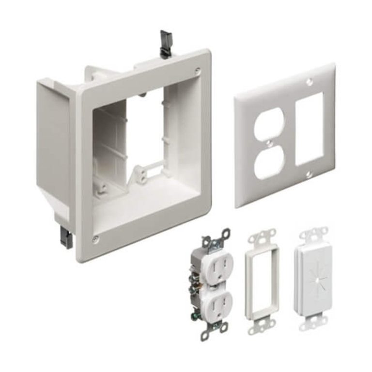 Arlington TVBR505K 2-Gang Recessed TV Box Kit for Power and Low Voltage ...