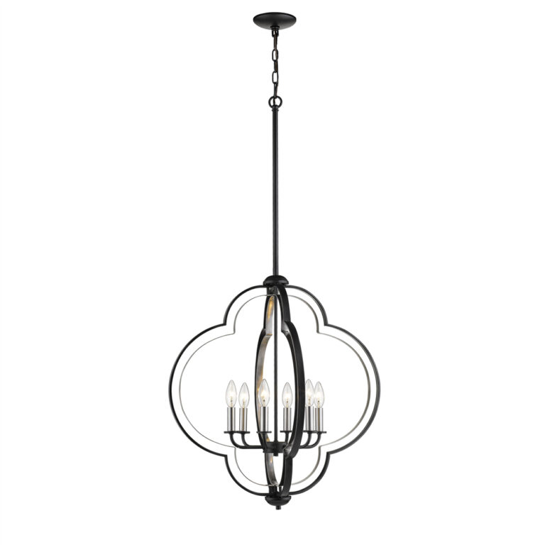 Millennium Lighting 3476-MB/BN Six Light Pendant Matte Black finish ...